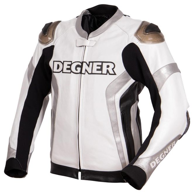 【デグナー】レーシングジャケット ホワイト-シルバー〈Lサイズ〉22WJ-6[ 京都 八王子 バイクギア ジャケット 人気 おすすめ 革 レザー ツーリング ライダー バイカー バイク ...