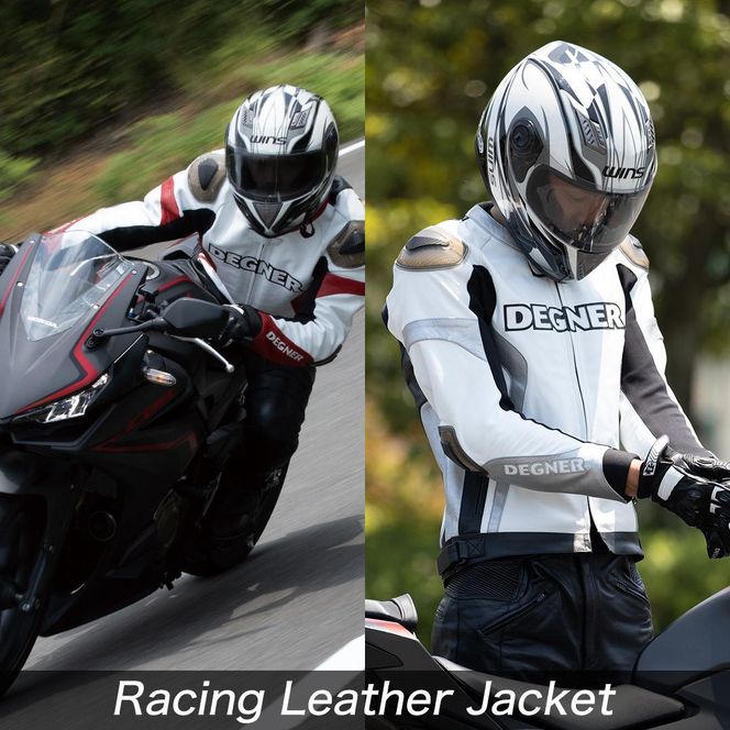 【デグナー】レーシングジャケット ホワイト-レッド〈XLサイズ〉22WJ-6[ 京都 八王子 バイクギア ジャケット 人気 おすすめ 革 レザー ツーリング ライダー バイカー バイク ...