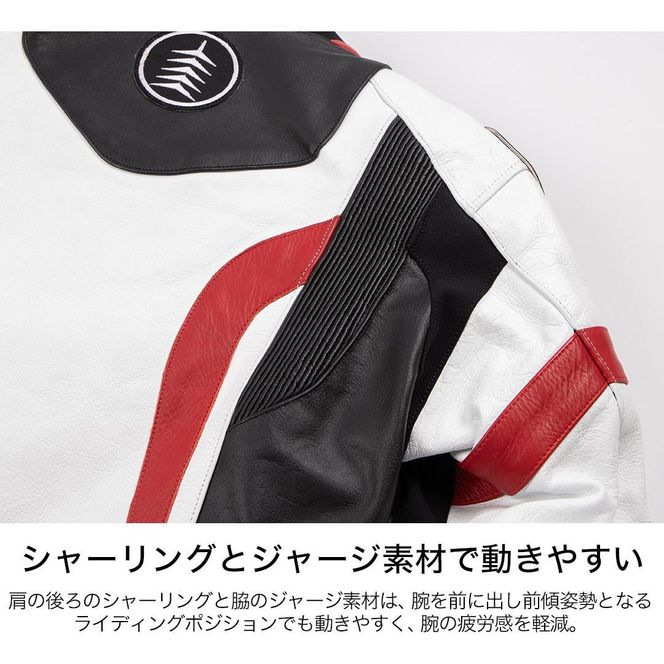 【デグナー】レーシングジャケット ホワイト-レッド〈XLサイズ〉22WJ-6[ 京都 八王子 バイクギア ジャケット 人気 おすすめ 革 レザー ツーリング ライダー バイカー バイク ...