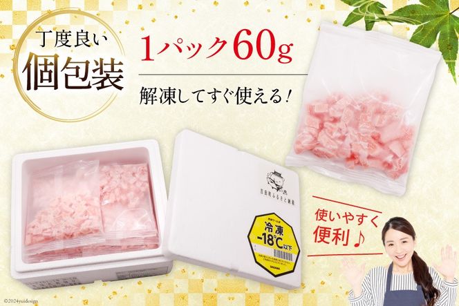 マグロ 天然 キハダマグロ 角切り 60g 20パック 計1.2kg 冷凍 小分け [トライ産業 静岡県 吉田町 22424416-a] まぐろ 鮪 maguro 海鮮 海鮮丼（静岡県吉田町 ...